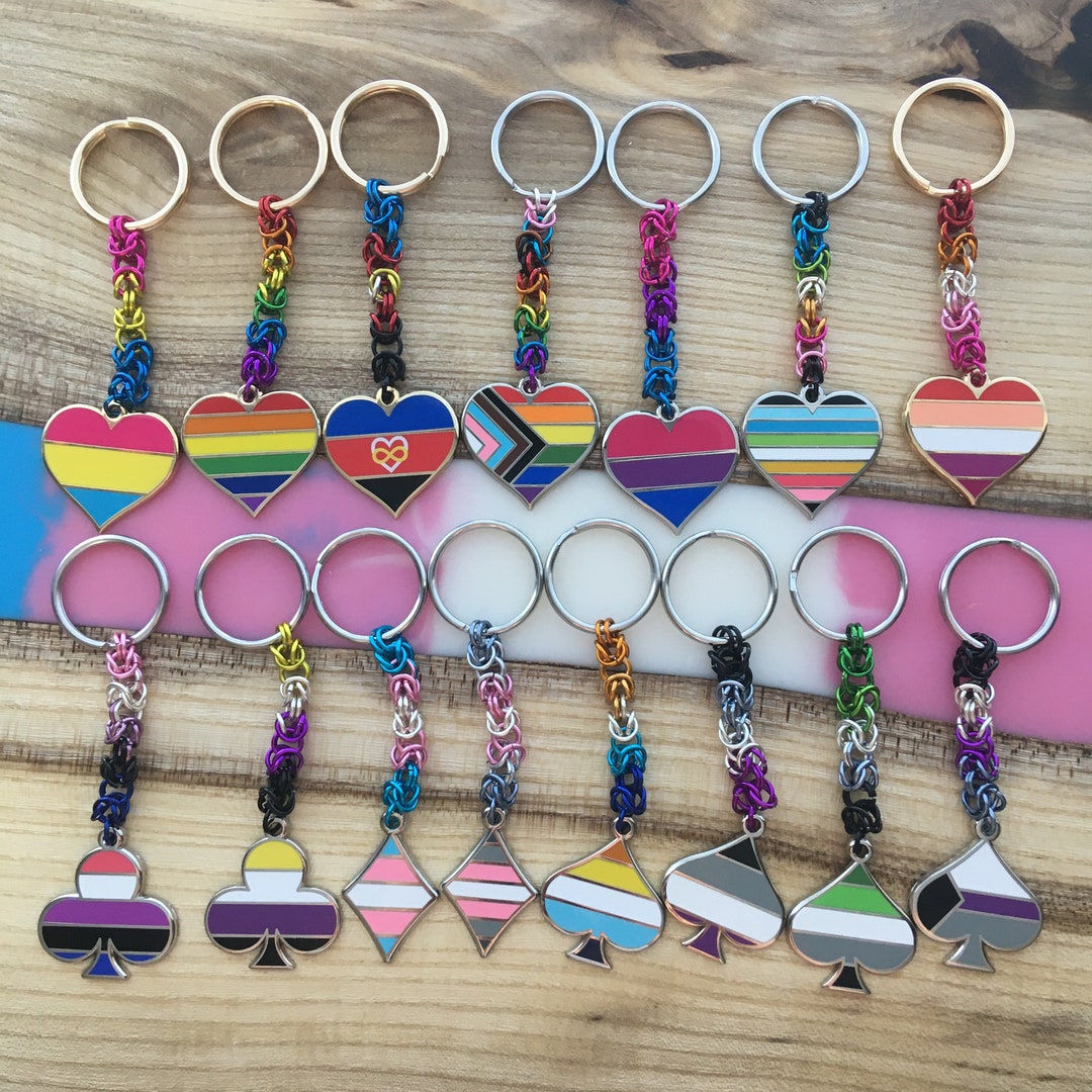 Deck of Cards Suit Rainbow Pride Charms & Keychains Hearts Diamonds ...