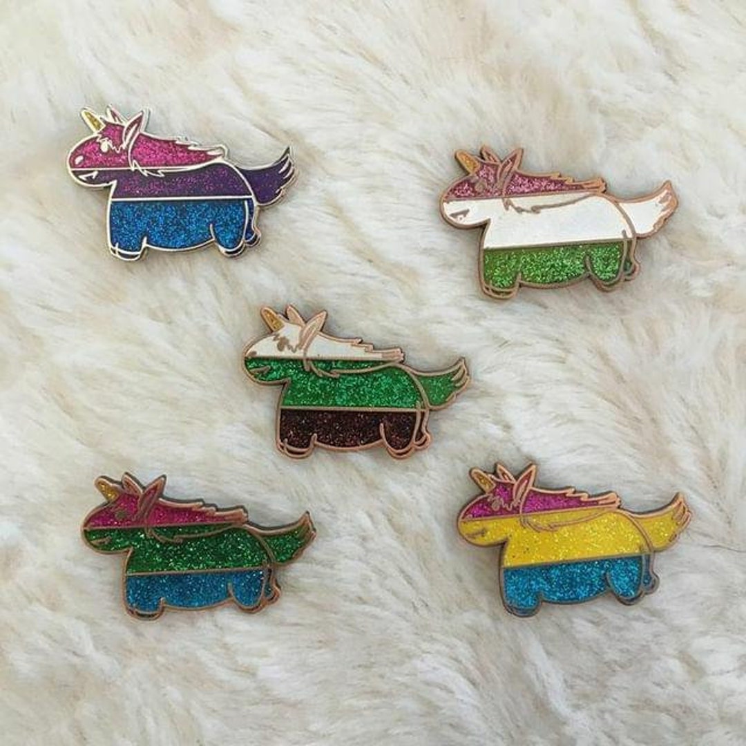 Queer Pride Flag Polysexual Neutrois Sparkle Glitter Hard Enamel ...