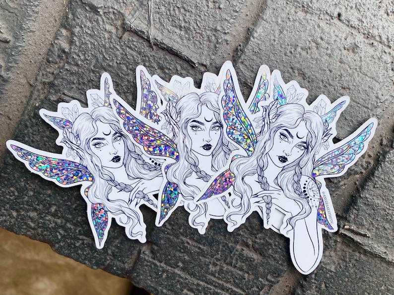 Glitter Holographic Fairy Sticker - Etsy