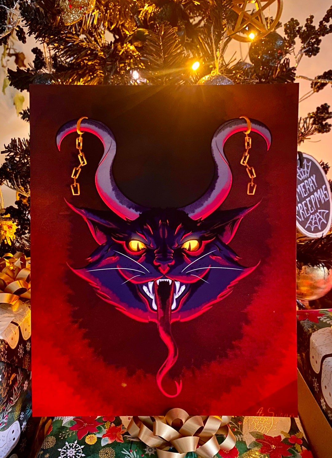 Kitty Cat Krampus Yule Digital Art Print - Etsy
