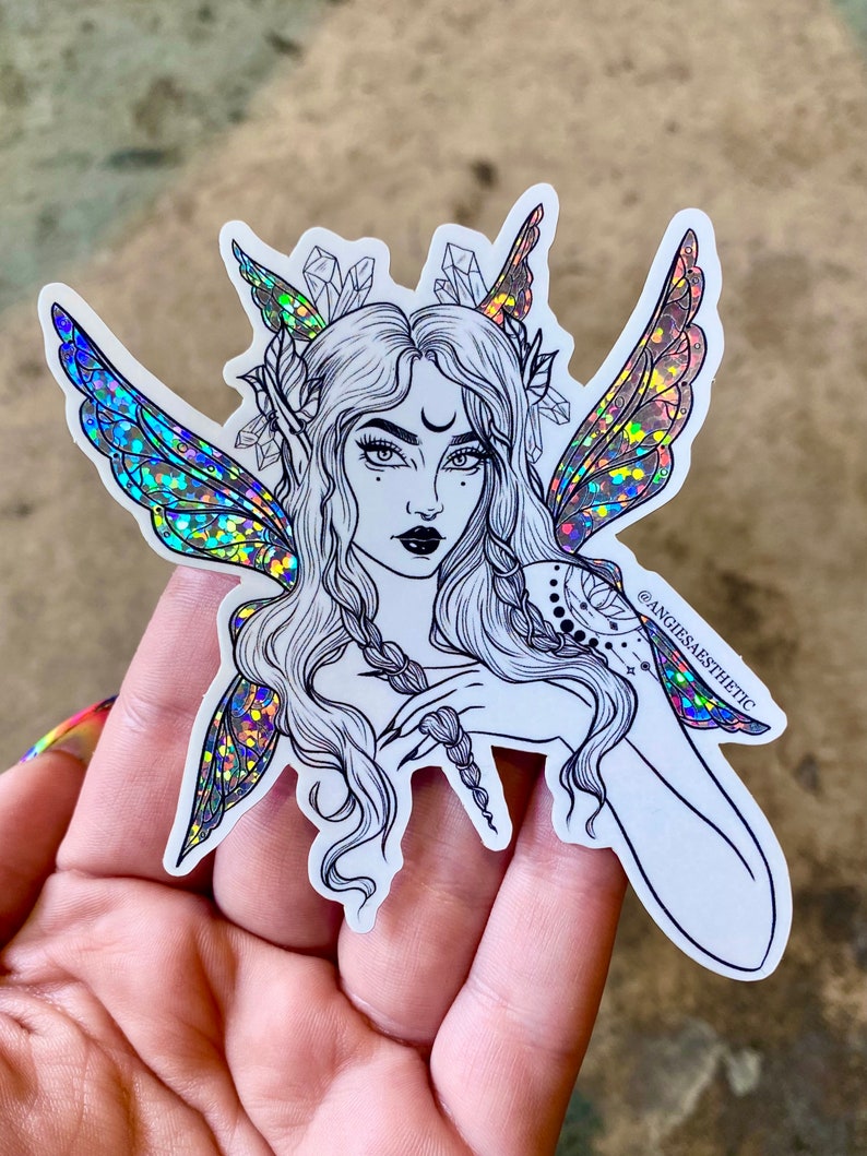 Glitter Holographic Fairy Sticker - Etsy