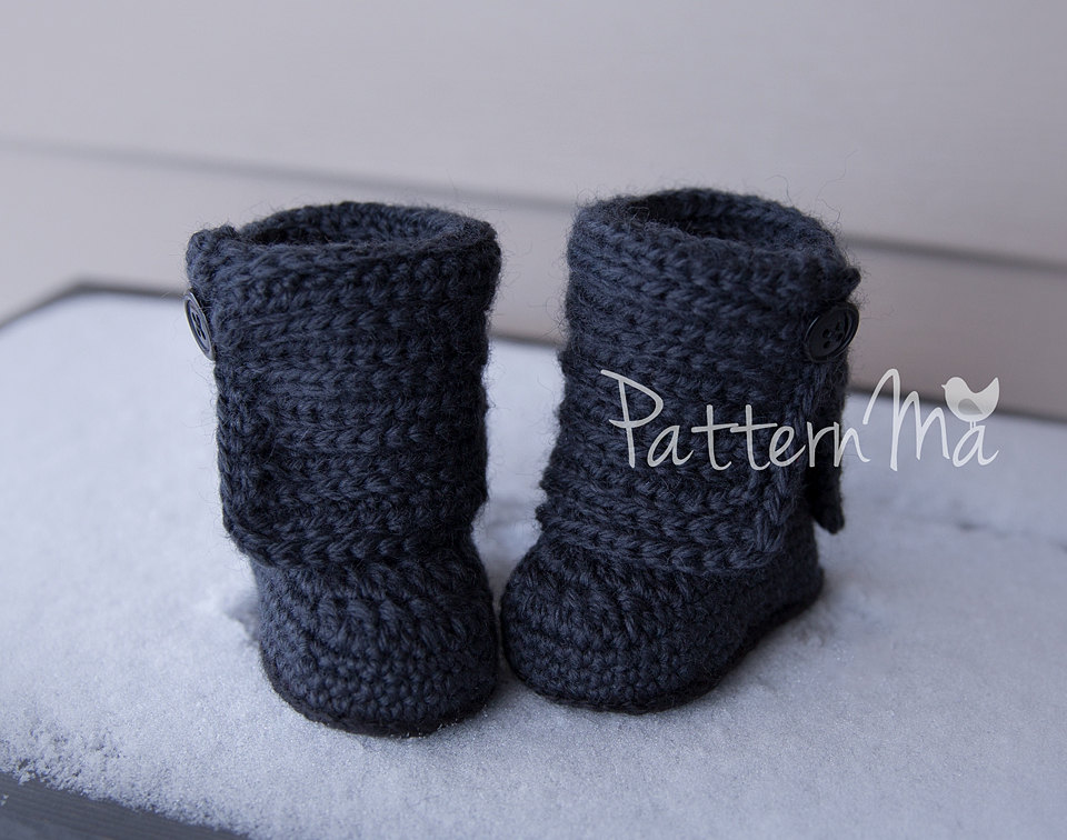 Crochet Baby Boot Pattern PDF Fold Over Button - Etsy