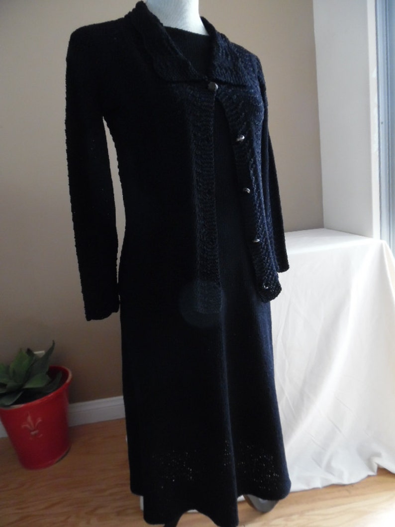 Vintage 1970s Hand Knit Versatile Two Piece Set Little Black - Etsy