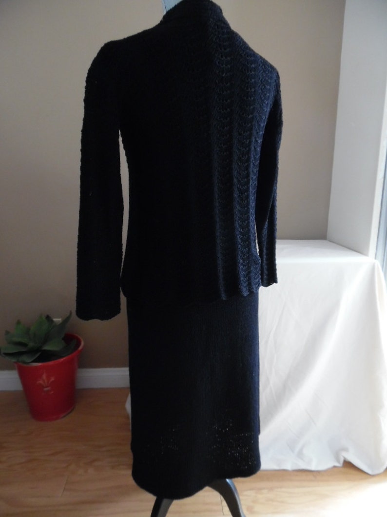 Vintage 1970s Hand Knit Versatile Two Piece Set Little Black Dress and ...