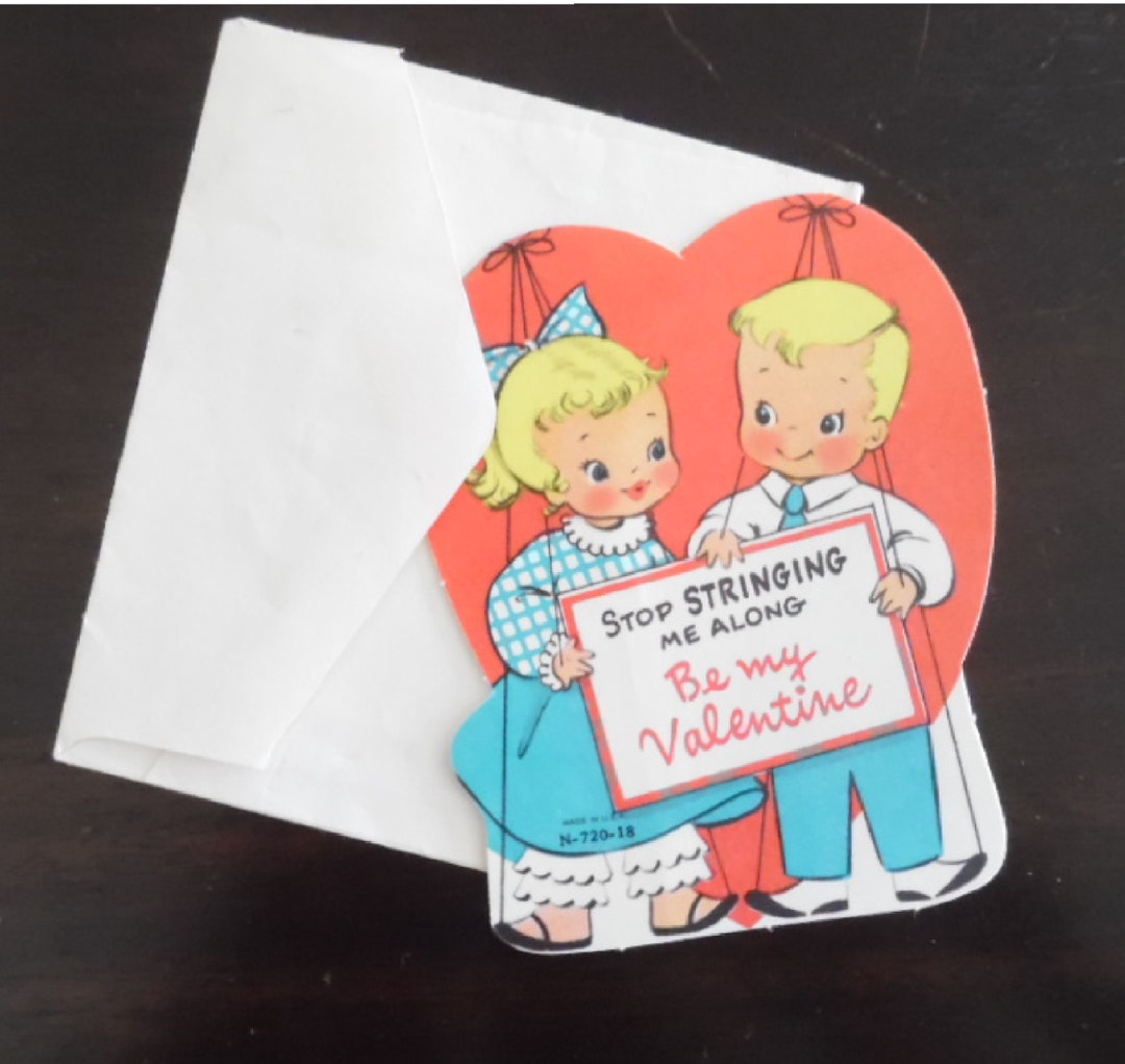 Vintage 1960s Valentine's Day Card Stop Stringing Me Along - Etsy