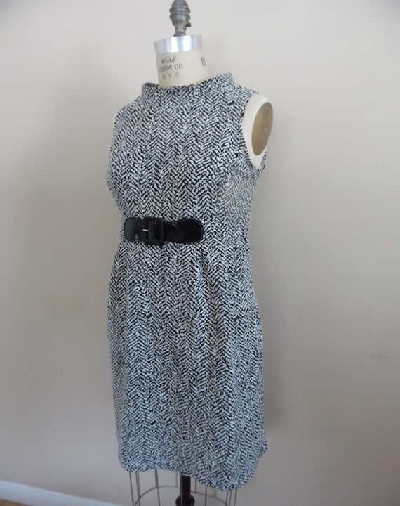 1990s Redux 1960s Mini Dress Black Mod Look Black and… - Gem