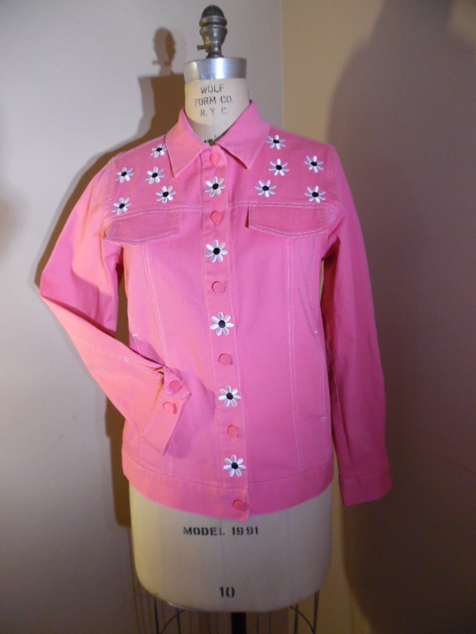 Vintage 1990s Embellished Pink Western Jean Jacket by Bob Mackie ...