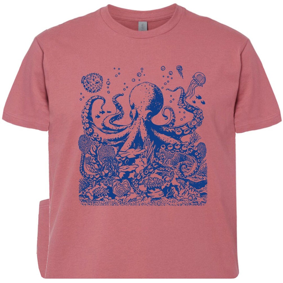 Sea Life T Shirt Octopus Shirt for Men Women Cool Vintage Scuba Diving ...
