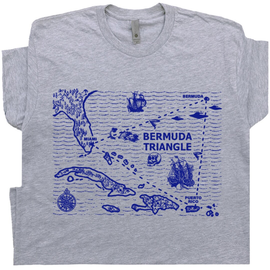 Bermuda Triangle Map T Shirt Caribbean Shirt Cool UFO Shirts Alien ...