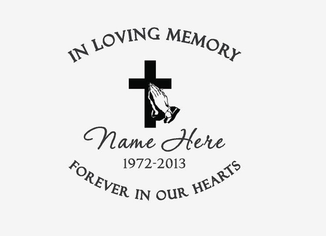IN LOVING MEMORY Custom Car Window Decal, Cross & Praying Hands ...