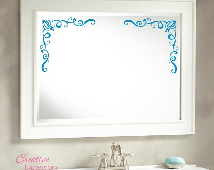 Corner Scroll Wall Decal, Flourish Mirror Decal, Wedding Decor ...