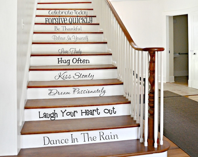 Stair Riser Decal, Family Values Sign, House Rules, Staircase Decor ...
