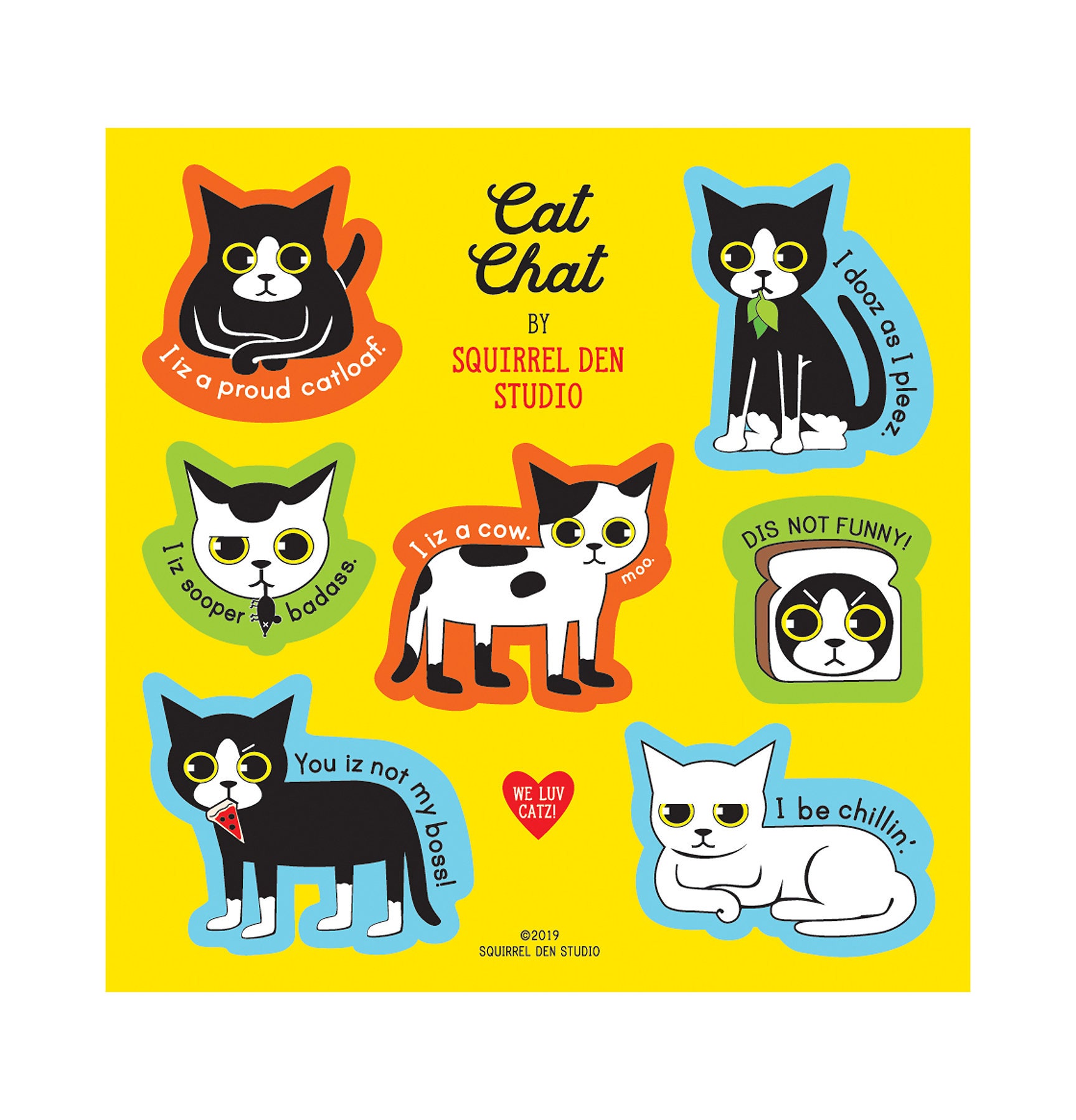 CAT STICKERS Cat Chat Sticker Sheet Fun Cat | Etsy