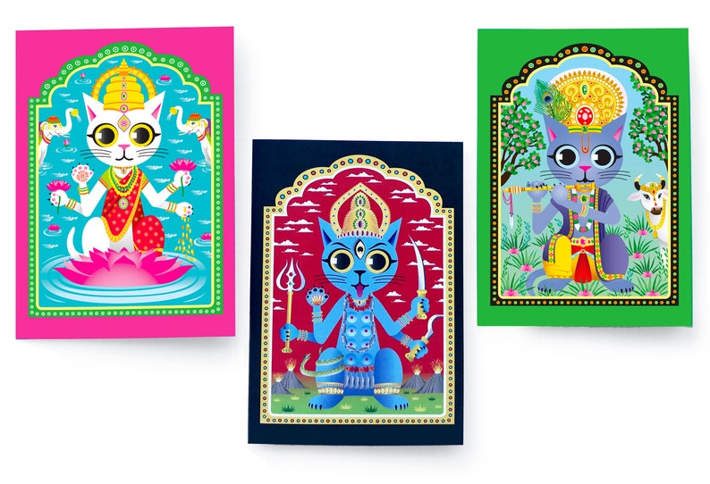 Cat Greeting Card Catshmi Based on the Hindu | Etsy