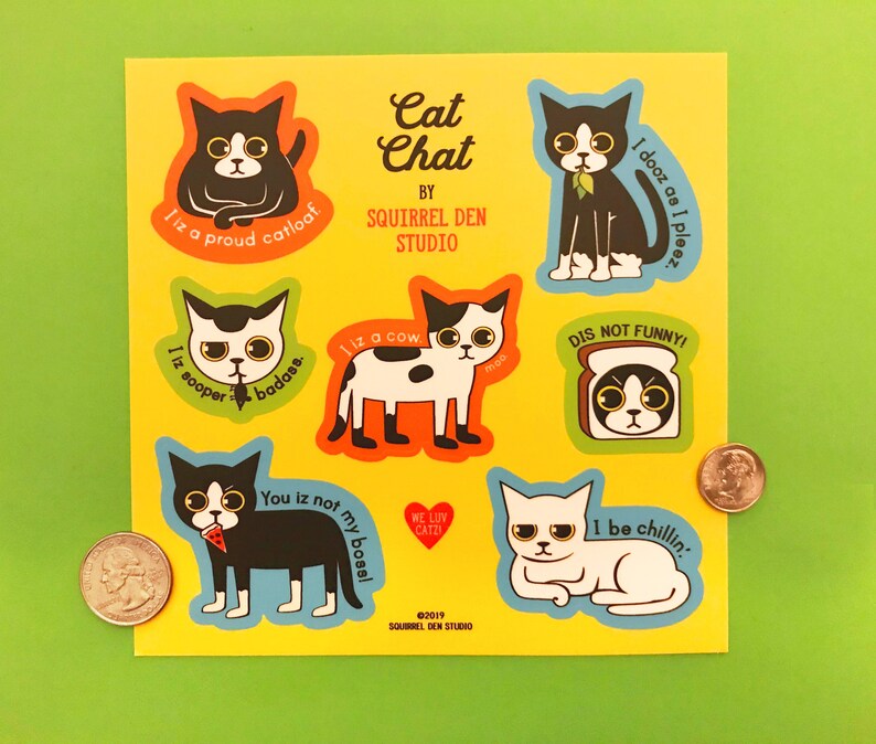 CAT STICKERS cat Chat Sticker Sheet Fun Cat - Etsy