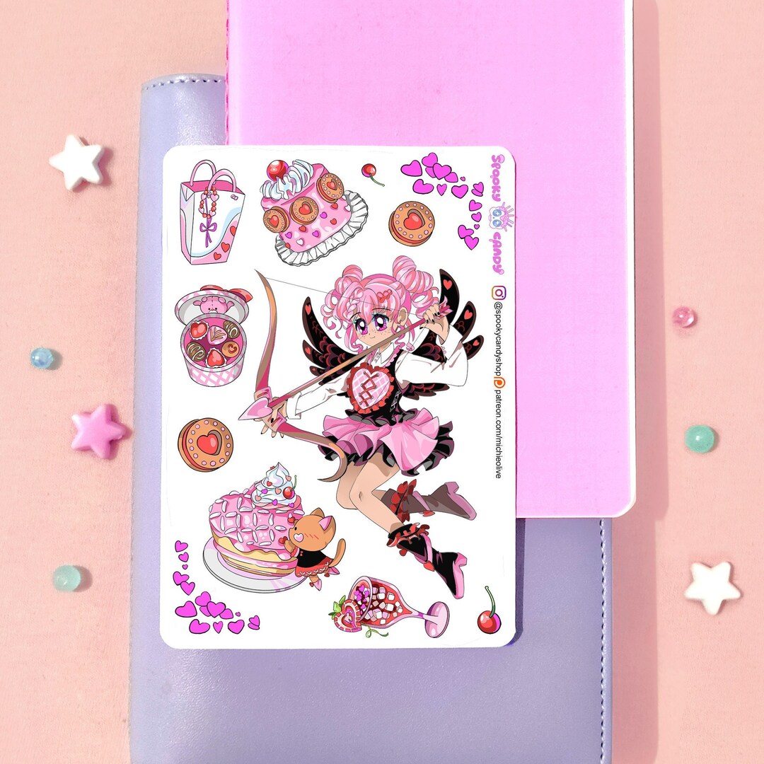 Cupid Cute Pastel Goth Sticker Sheet for Valentine Kawaii Stickers for ...