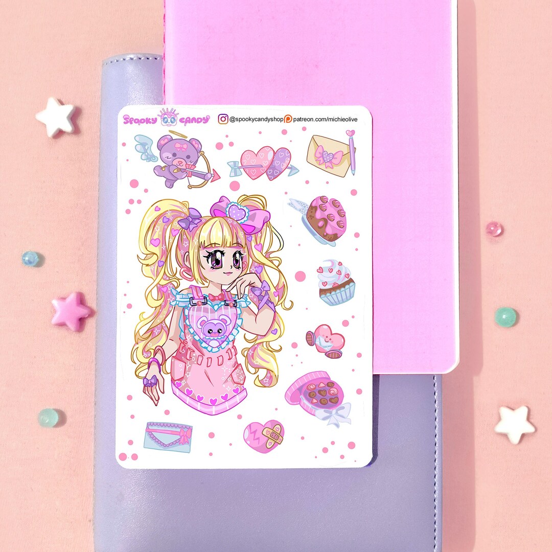 Pastel Pink Love Sticker Sheet for Valentine Kawaii Stickers for ...