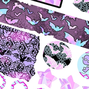 Bats Pastel Goth Journaling Sticker Kit - Kawaii Stickers for Penpal ...