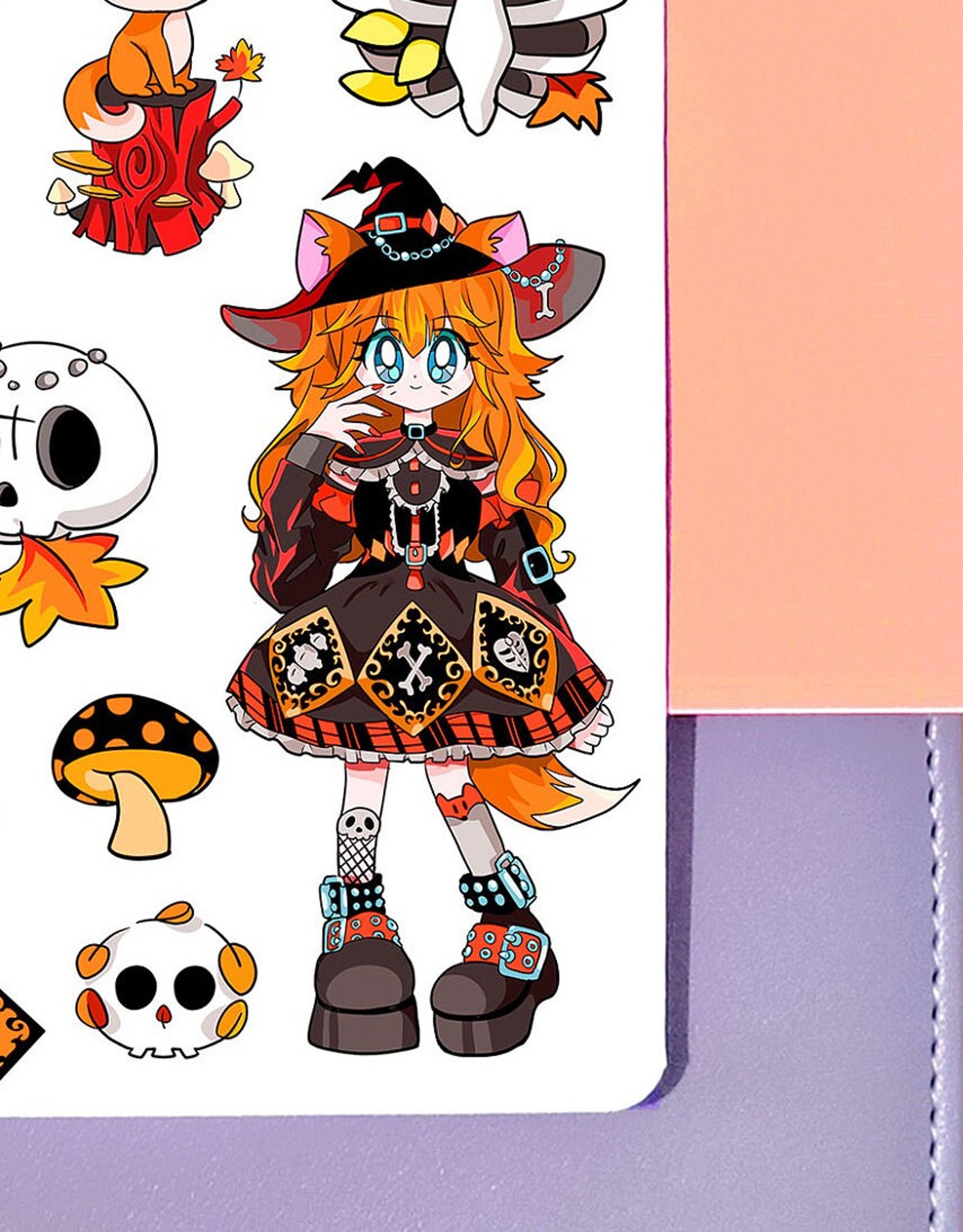 Creepy Cute Stickers for Halloween Witch Stickers Sheet - Etsy