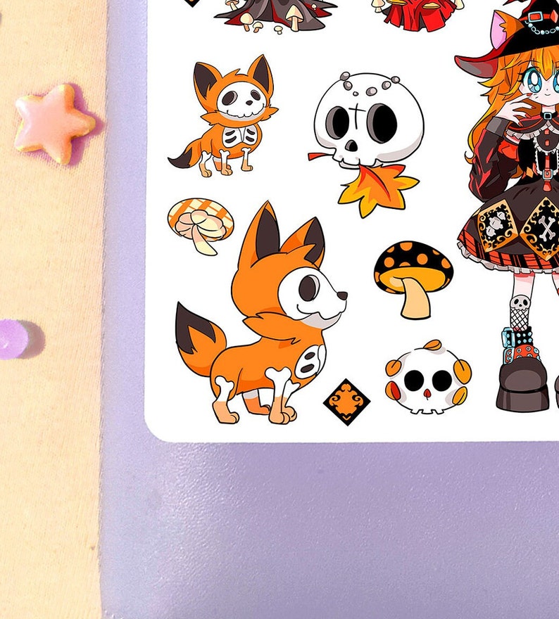 Creepy Cute Stickers for Halloween Witch Stickers Sheet - Etsy