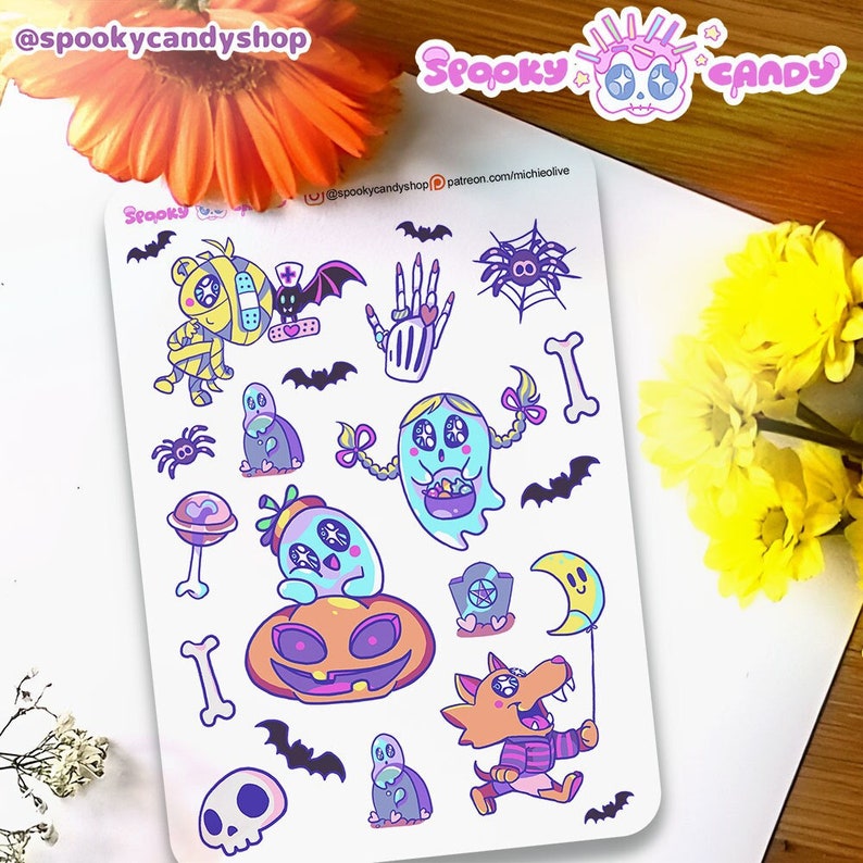 Cute Ghosts and Friends Halloween Stickers Sheet Scrapbook - Etsy