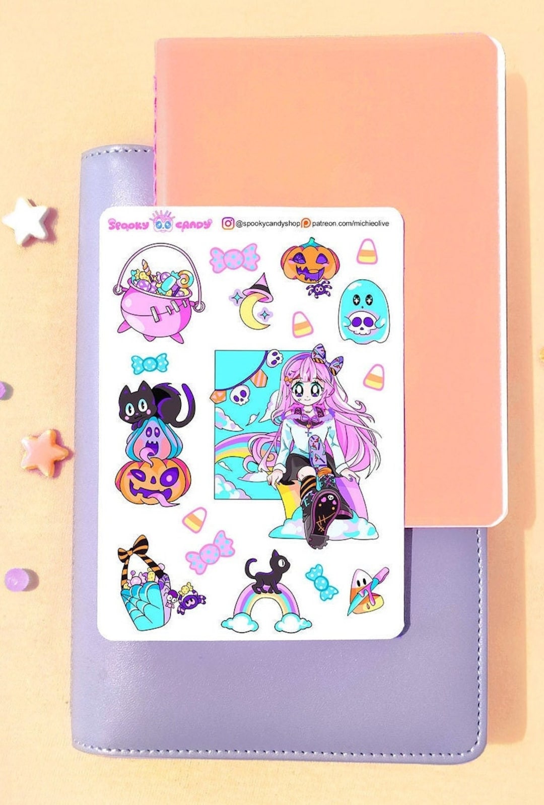 Pastel Goth Halloween Stickers Sheet - Scrapbook Bujo Lifeplanner Witch ...