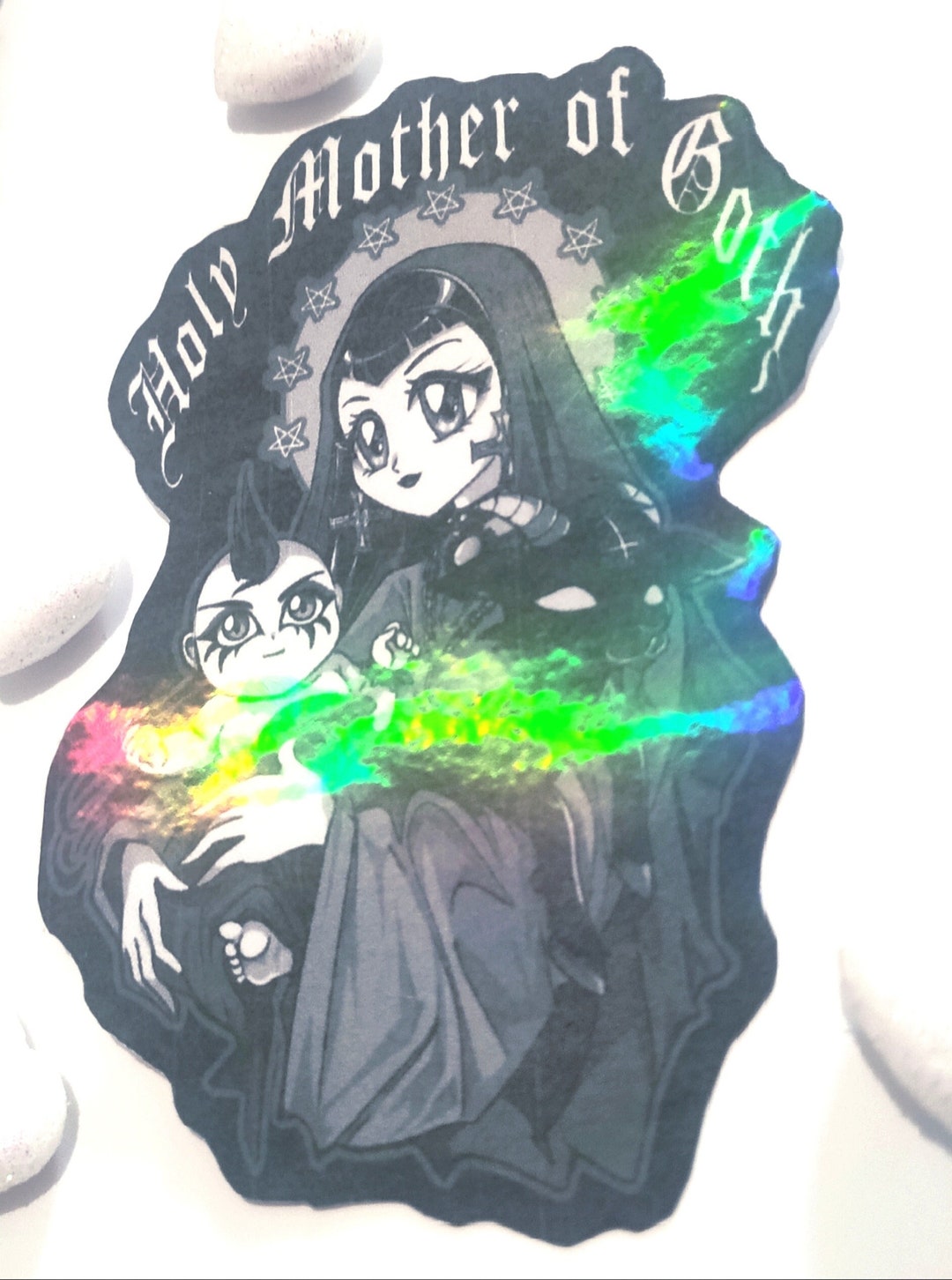 Pastel Goth Holo Sticker "holy Mother of Goth"- Anime Art Sticker ...