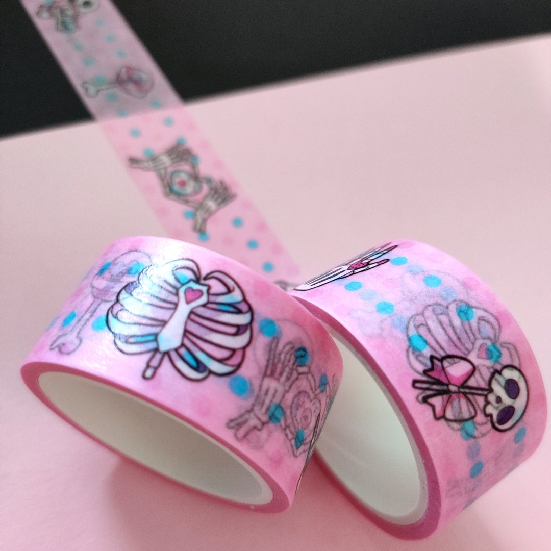 Pastel Goth Skeleton and Bones Washi Tape - Witchy Stickers Pastel Goth ...