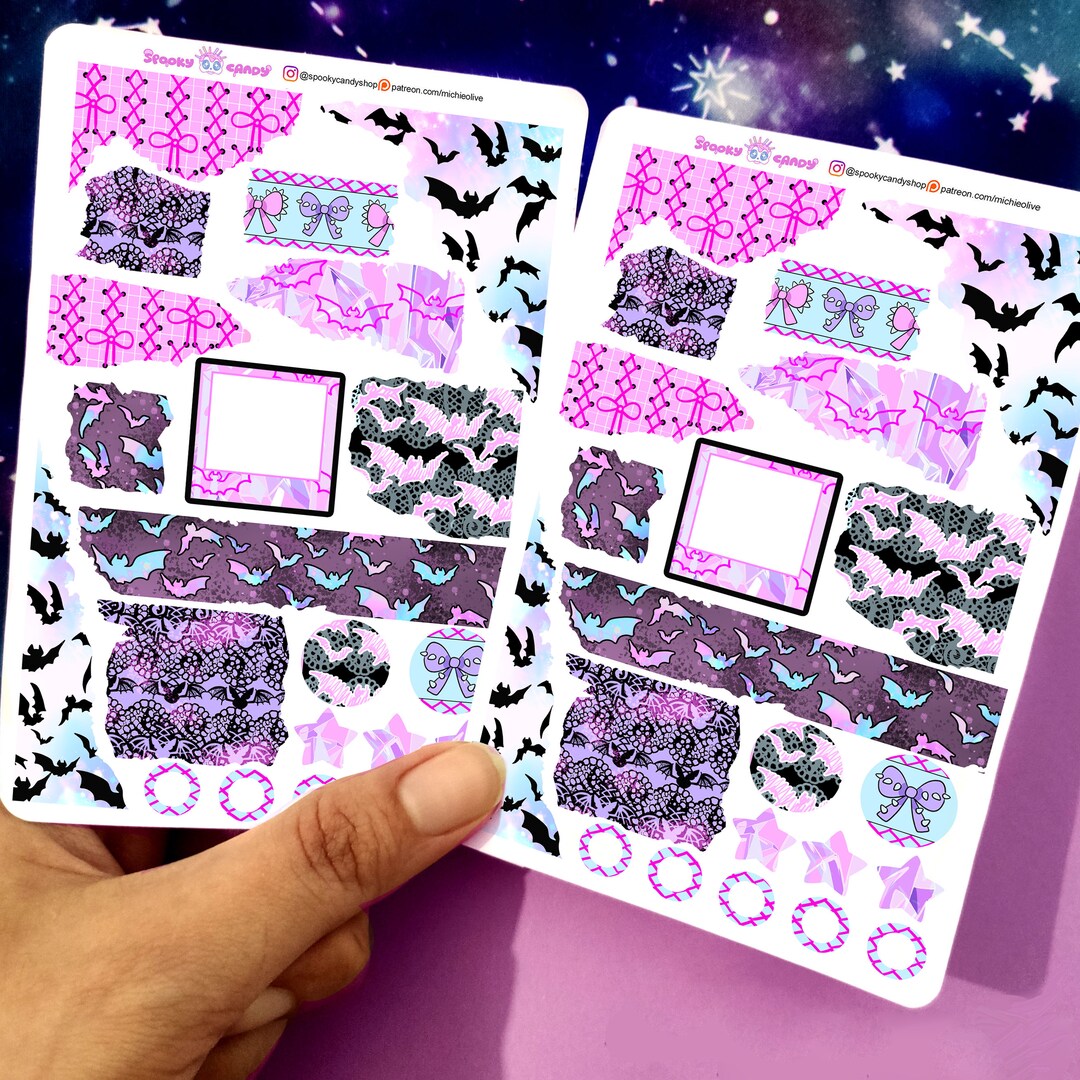 Bats Pastel Goth Journaling Sticker Kit - Kawaii Stickers for Penpal ...