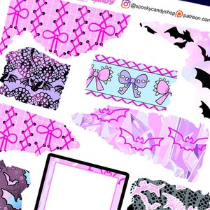 Bats Pastel Goth Journaling Sticker Kit - Kawaii Stickers for Penpal ...
