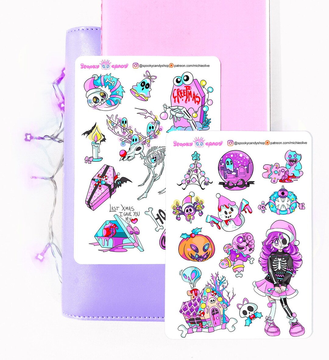 Pastel Goth Stickers Sheet for Christmas Spooky Creepy Cute Stickers ...