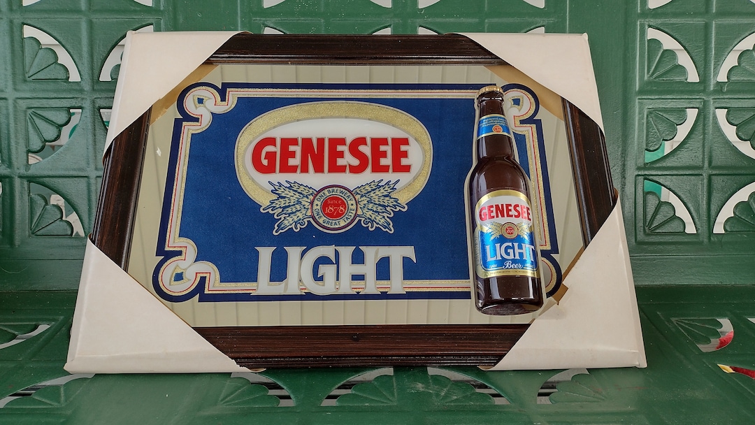 VINTAGE Genesee Beer MIRROR Sign With 3D Genesee Light Beer Bottle ...