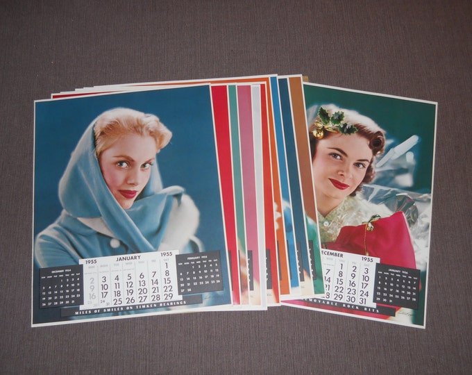 1955 Large Calendar Pages Lithographs by Victor Keppler. All 12 Months ...