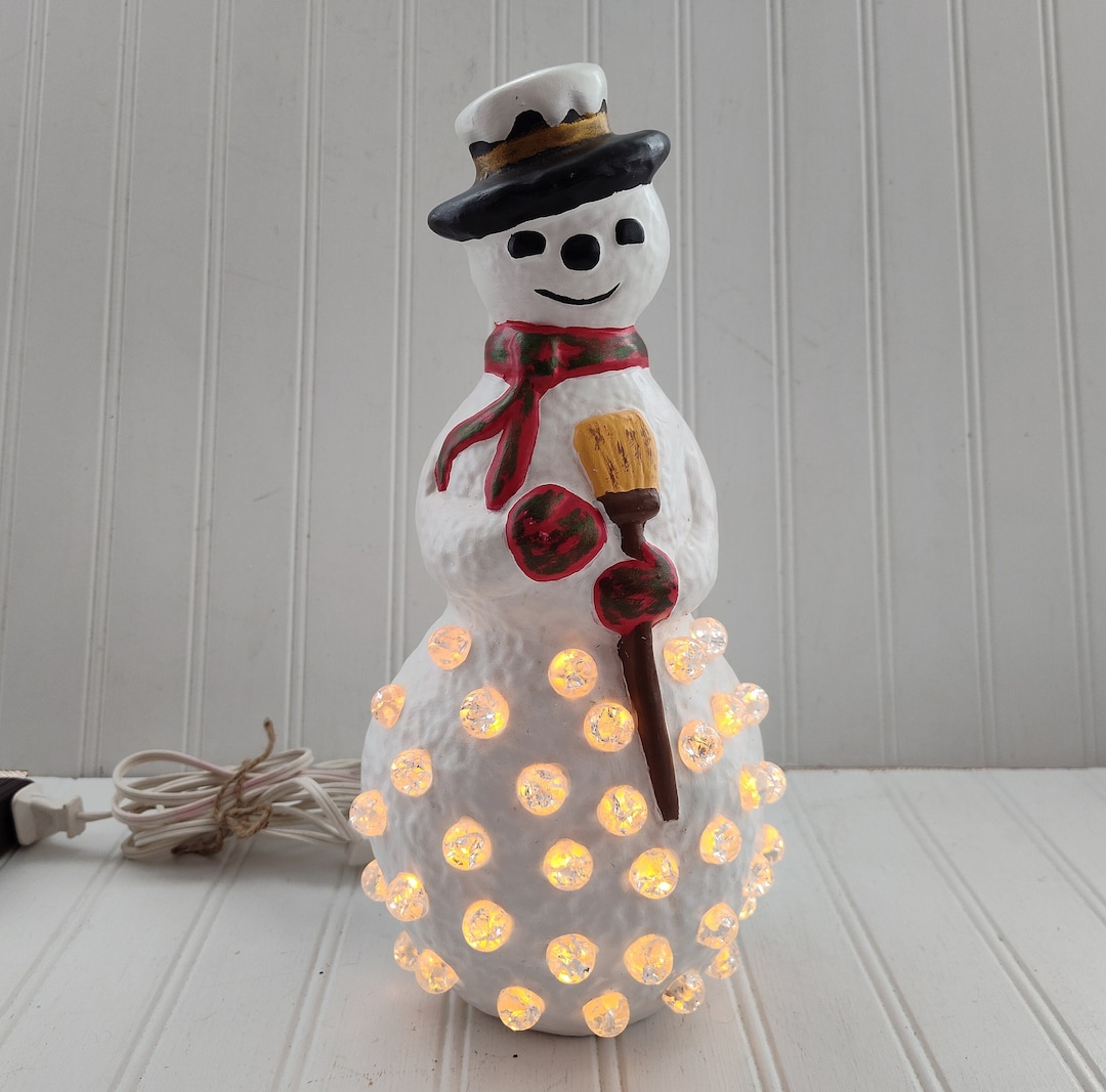 VINTAGE Ceramic Snowman. Lighted Tabletop Christmas Decor in - Etsy