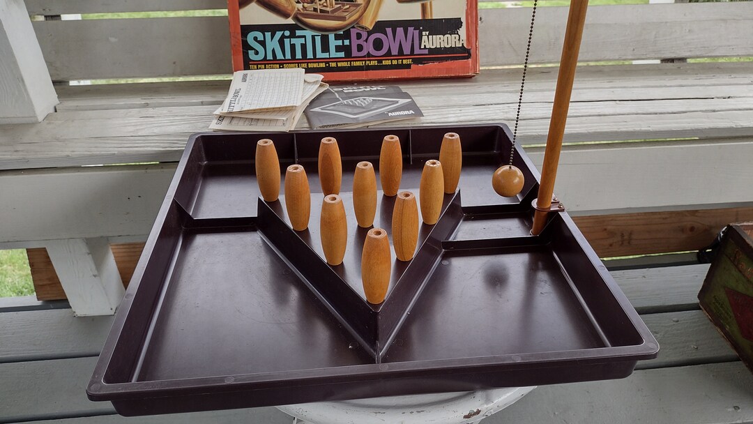 VINTAGE Game of Skittle Bowl. Complete With 10 Wooden Bowling - Etsy
