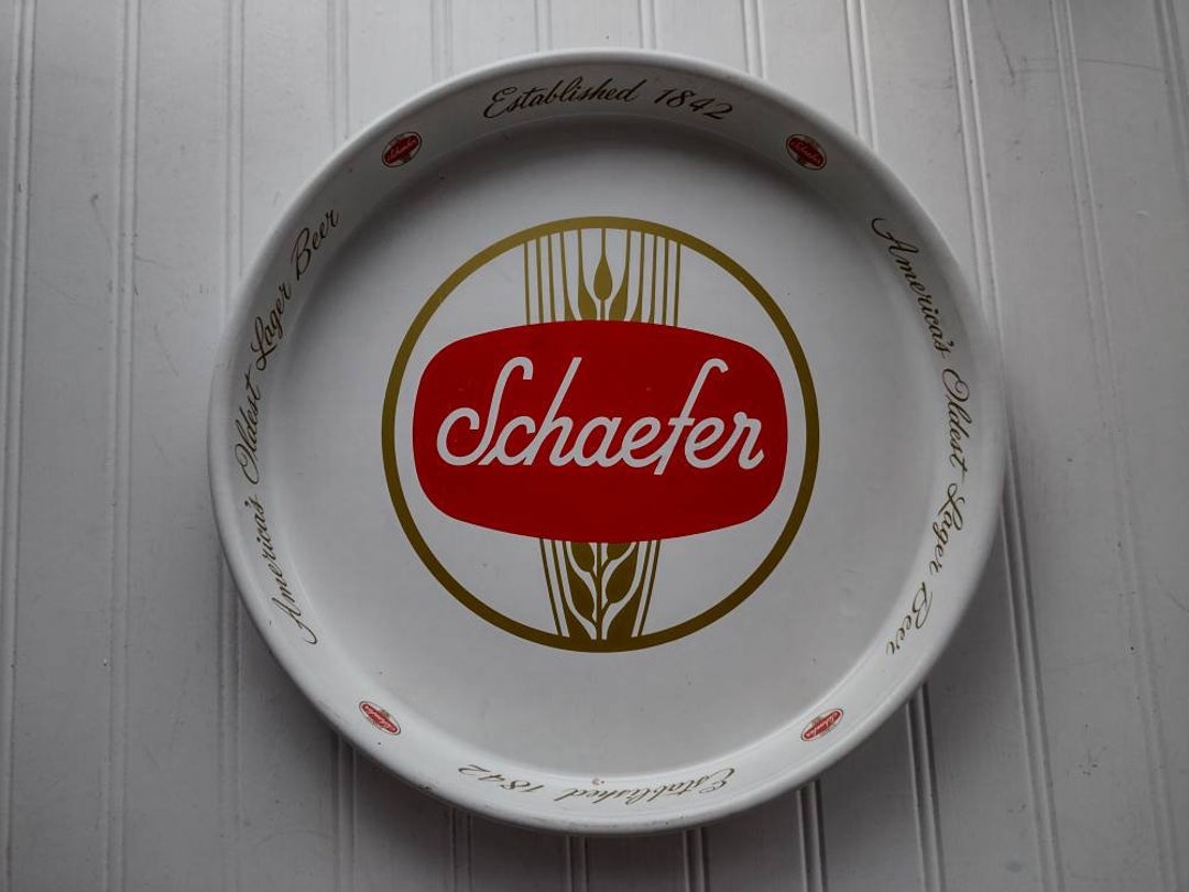 VINTAGE Schaefer Beer Tray. Round White Metal Tray From - Etsy