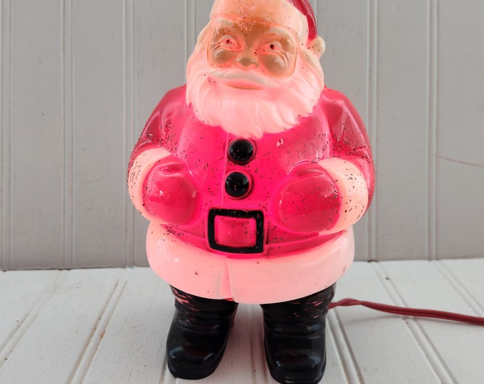 VINTAGE Hard Santa Claus. 1950s Lighted Blow Mold Santa. Electrified ...