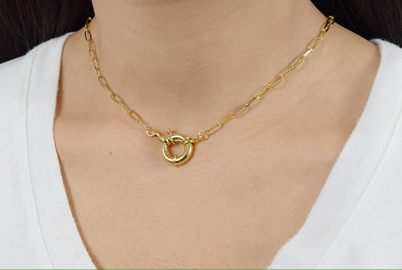 Gold Choker Chunky Chain Clasp Choker Clasp Necklace | Etsy