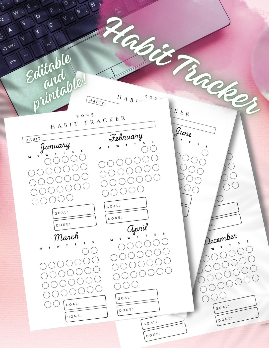 2025 New Year Habit Tracker & Goal Keeper | Editable and Customizable ...