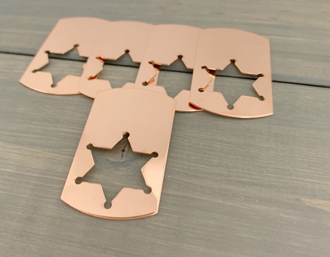FIVE - Dog Tag With Sheriff Star Badge - Badge Dog Tag - 20 Gauge ...