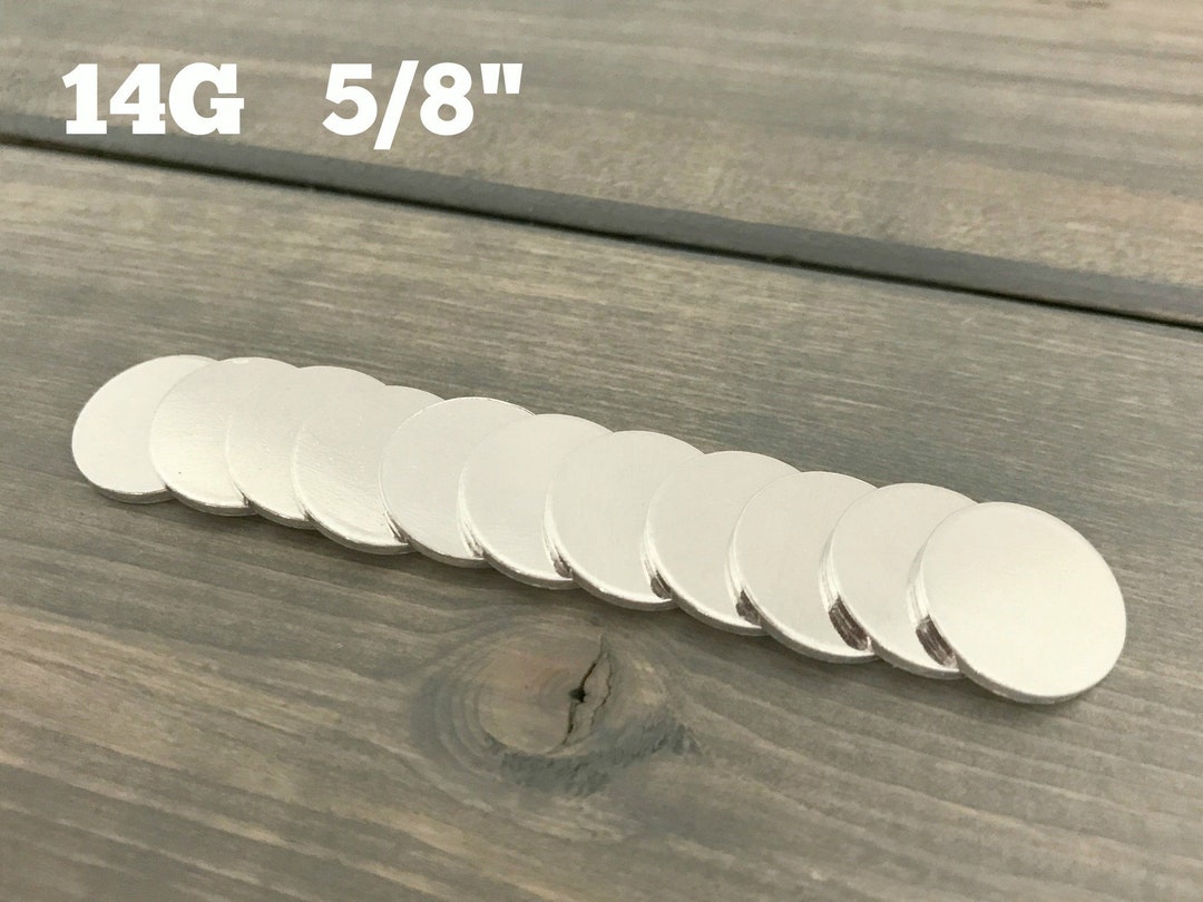 FIVE - 5/8" Inch Round Solid Disc - 14 Gauge Solid Aluminum - Jewelry ...