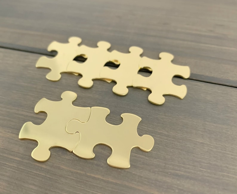 FIVE - Puzzle Piece Stamping Blanks - 20 Gauge Brass Puzzle - Jewelry ...