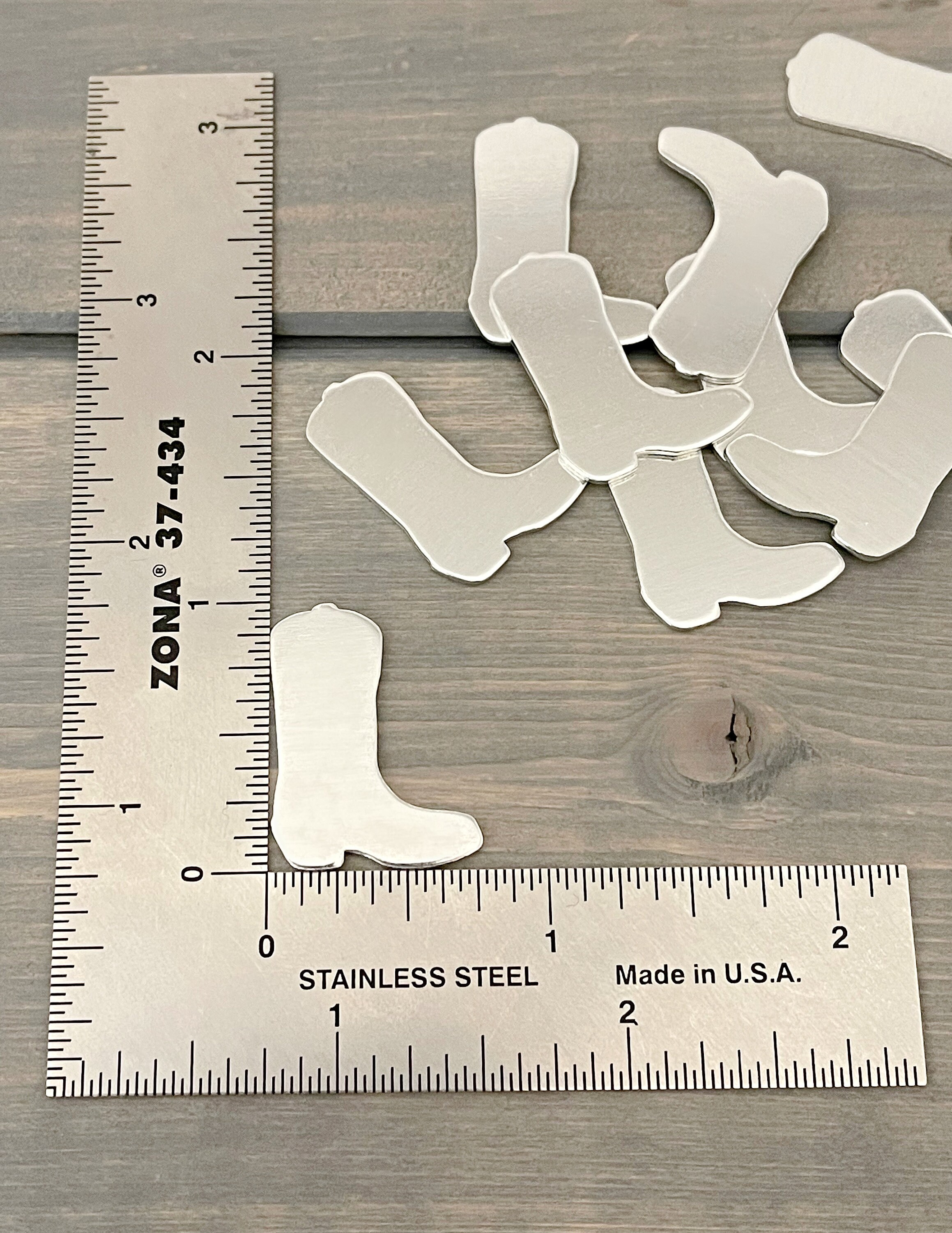 FIVE - Cowboy Cowgirl Boot Stamping Blanks - 16 Gauge Aluminum Silver ...