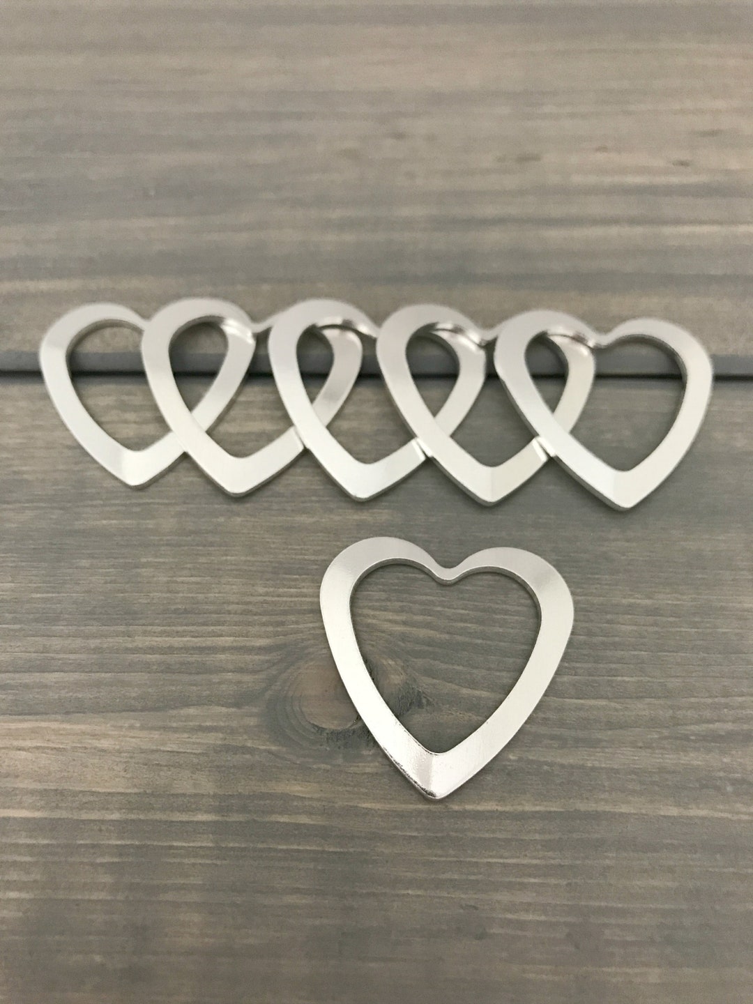 FIVE - 1" Inch Narrow Skinny Heart With 3/4" Inner Heart Cutout - 16 ...