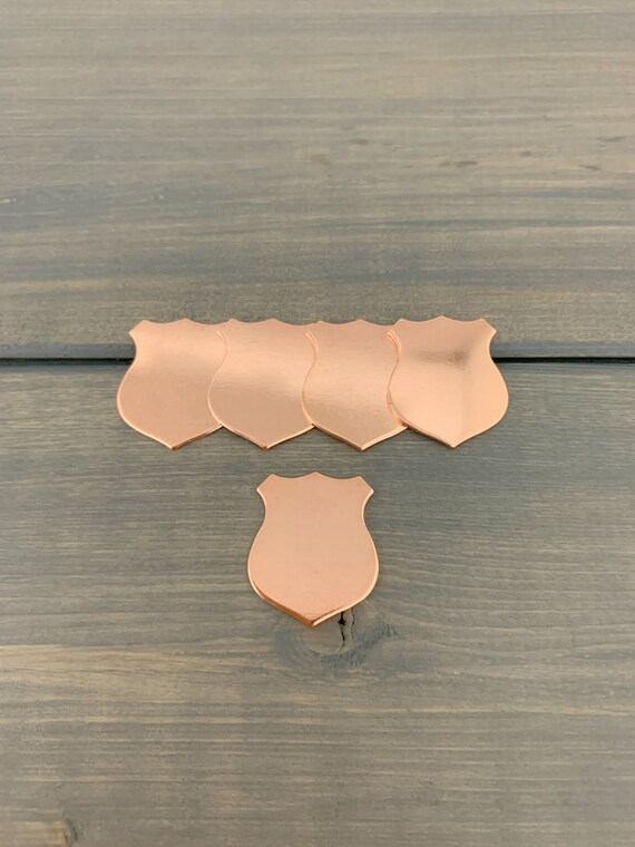 FIVE Badge Stamping Blank 20 Gauge Copper Rose Police | Etsy