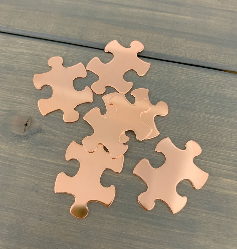 FIVE - Puzzle Piece Stamping Blank - 20 Gauge Copper Puzzles - Jewelry ...