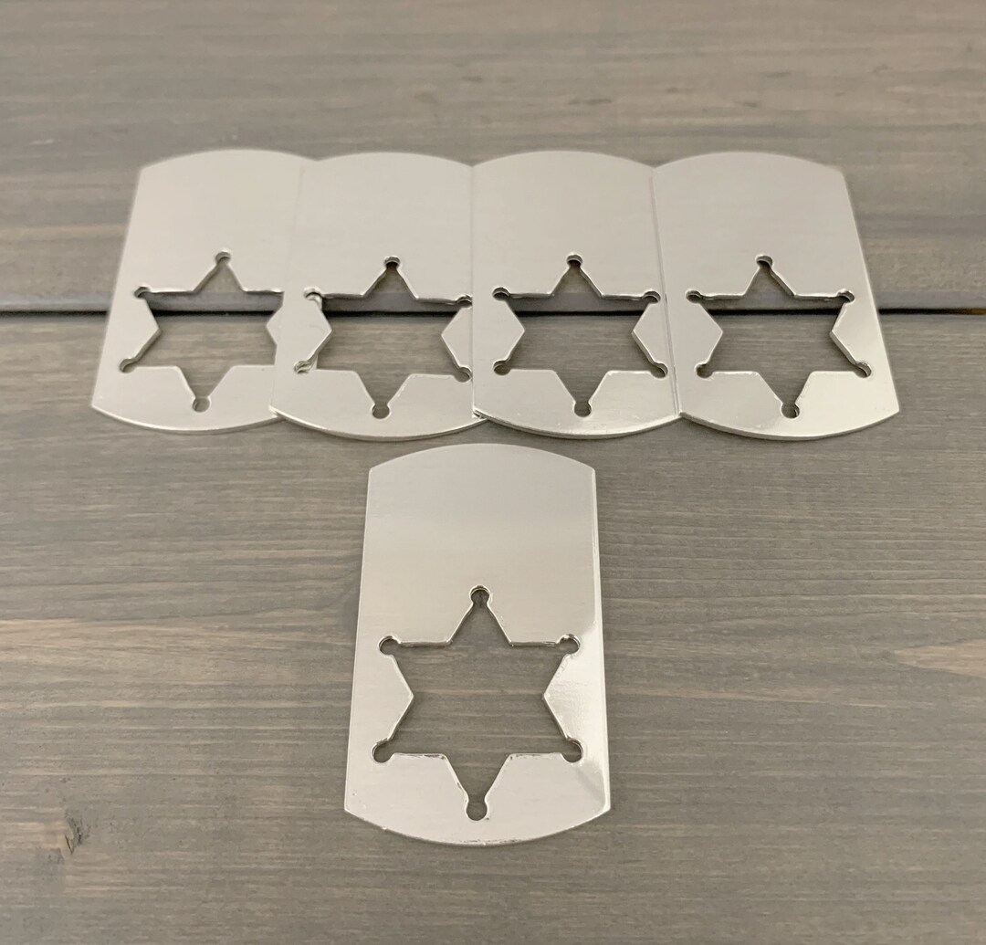 FIVE - Dog Tag With Sheriff Star Badge - 16G Aluminum - Jewelry Hand ...