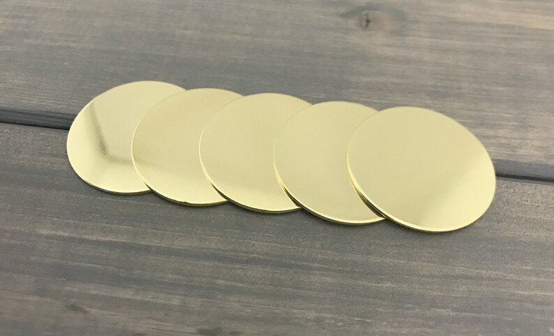 FIVE 1 1/8 Inch Solid Brass Round Disc 20 Gauge - Etsy