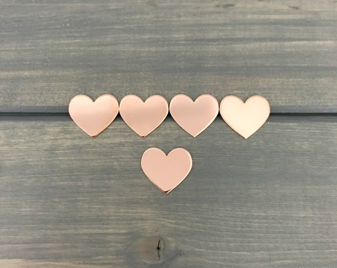 FIVE - 5/8" Inch Small Copper Hearts - 20 Gauge Copper Stamping Blank ...