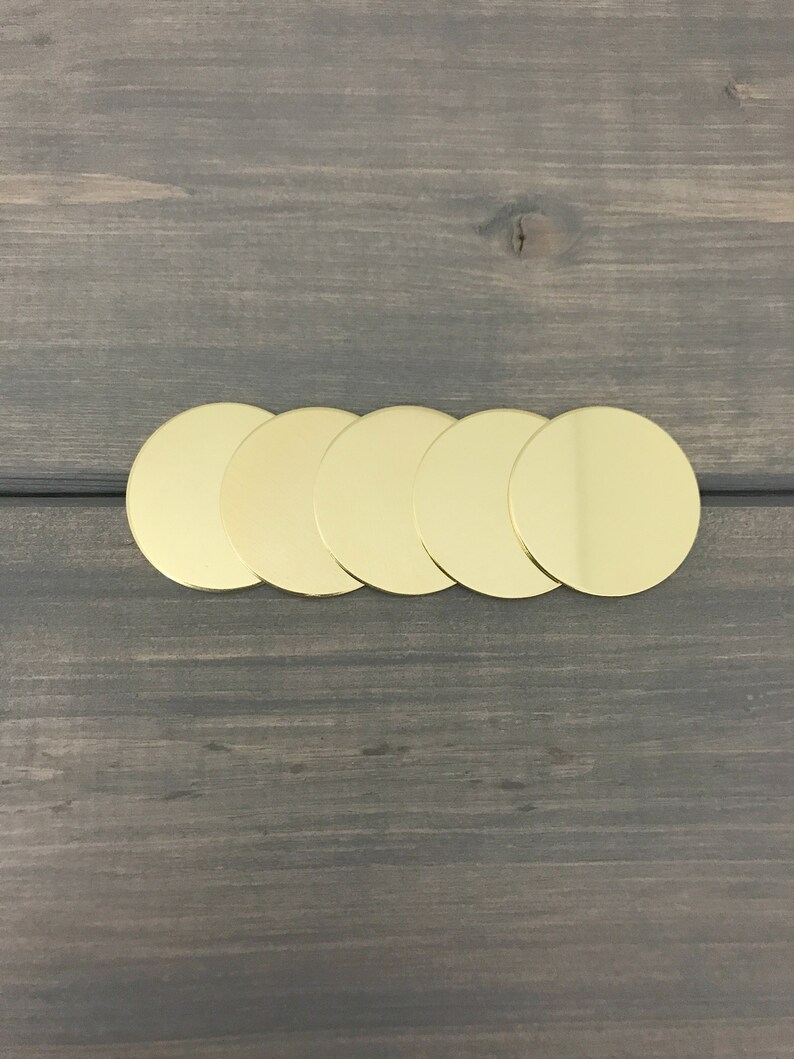 FIVE 1 1/8 Inch Solid Brass Round Disc 20 Gauge | Etsy